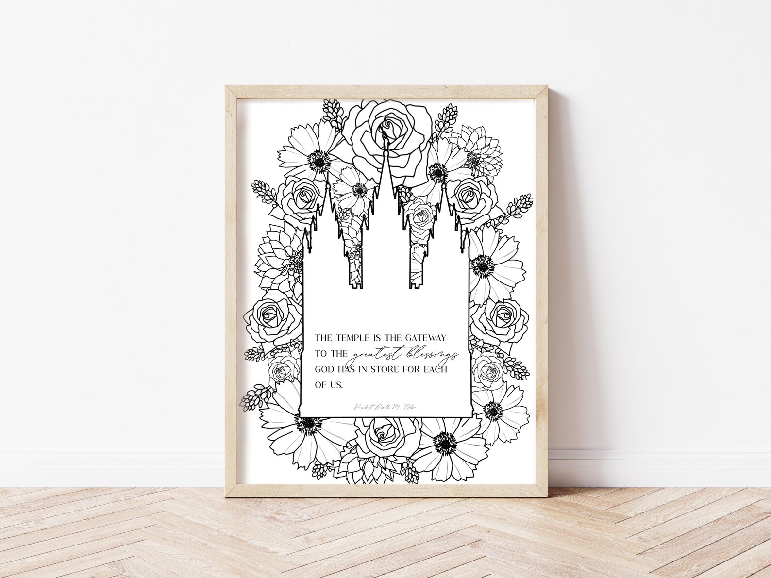 Floral Temple Coloring Page | President Nelson Quote | Mutual/young ...