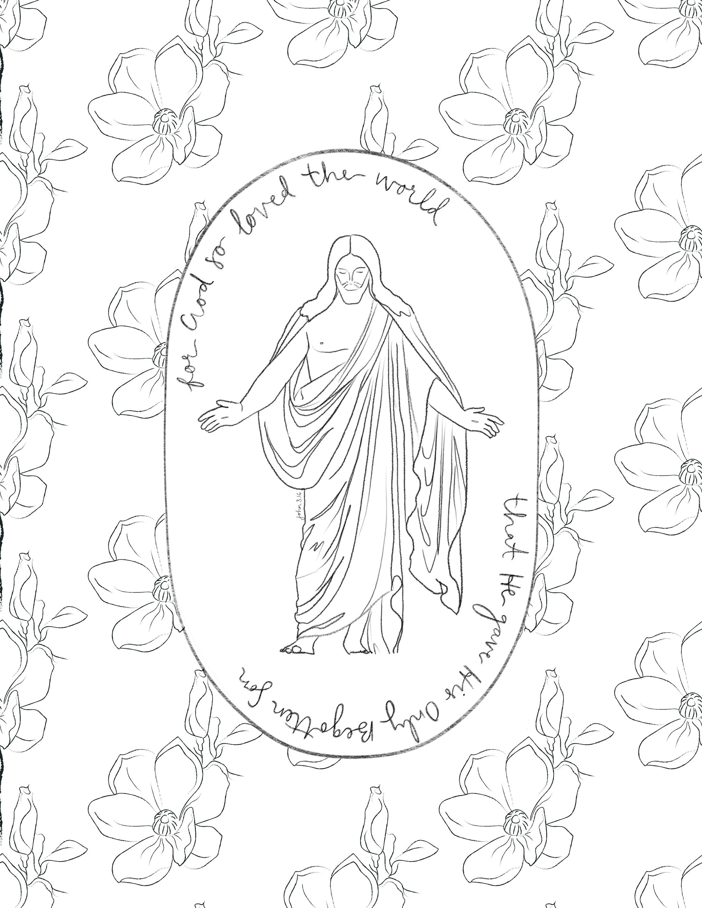 God so Loved the World Coloring Page | Christian Valentine's Day | John ...