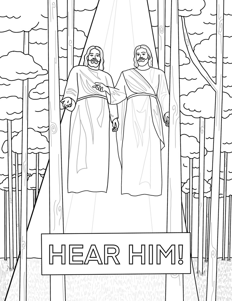 First Vision Hear Him Coloring Page | Sacred Grove | Mutual/activity ...