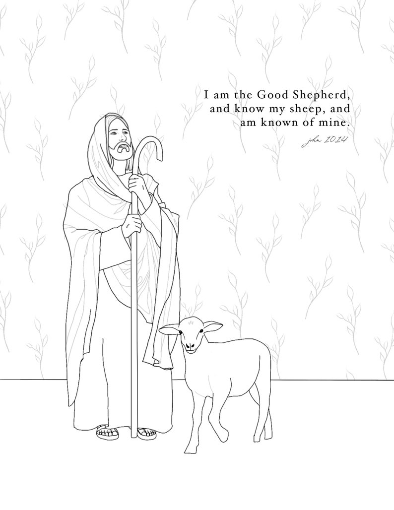 Good Shepherd Coloring Page | Jesus Christ With Lamb | Missionary Gift ...