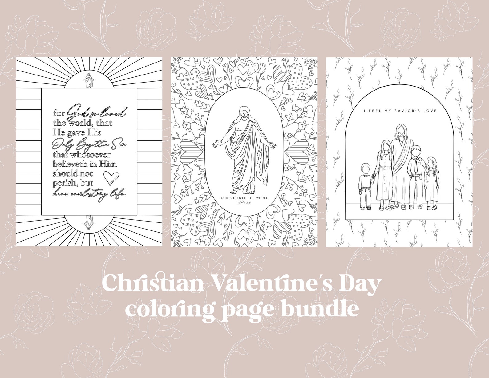 Christian Valentine's Day Coloring Page Bundle | Mutual/young Women's ...