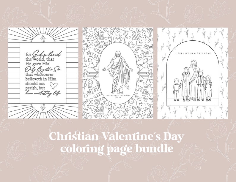Christian Valentine's Day Coloring Page Bundle | Mutual/young Women's ...