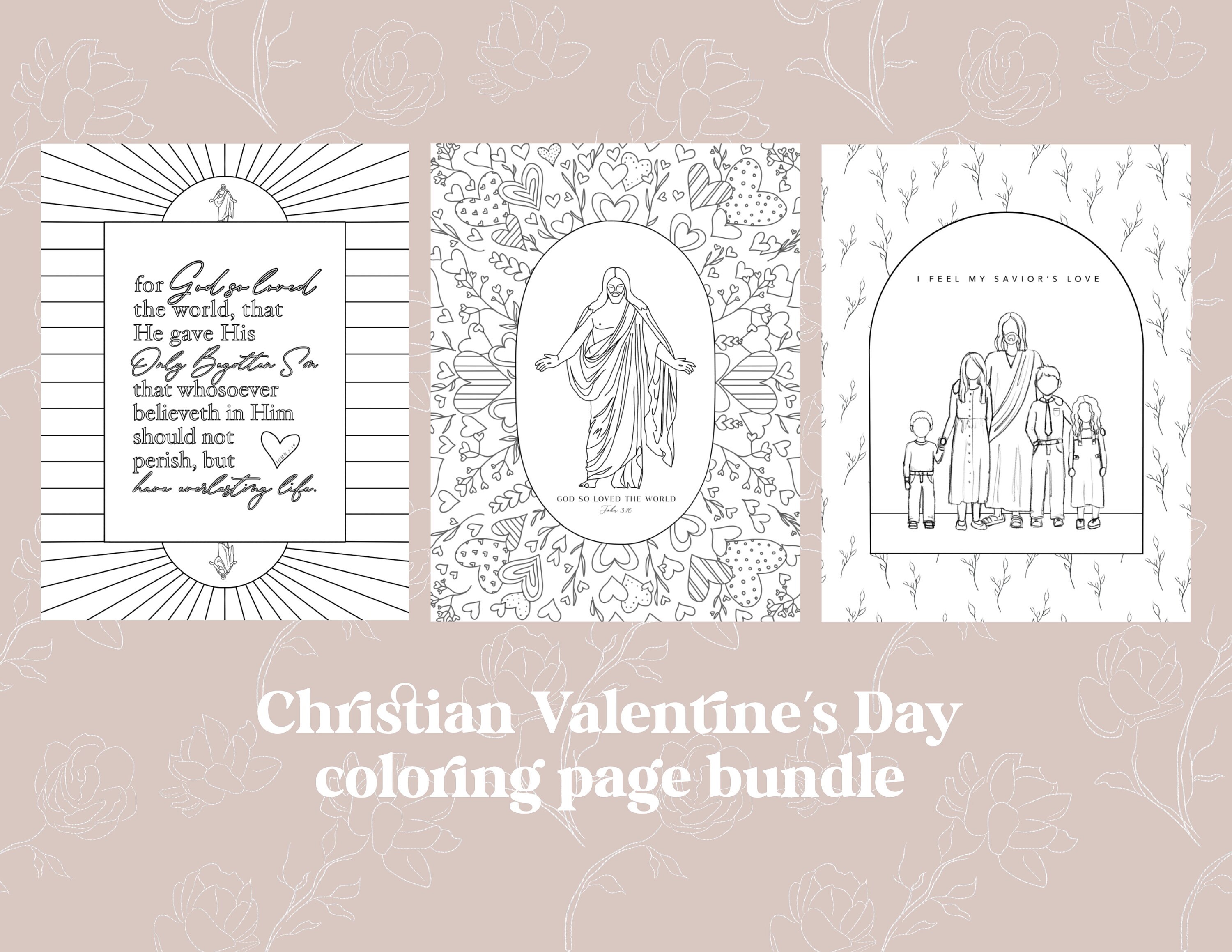 Christian Valentine's Day Coloring Page Bundle | Mutual/young Women's ...