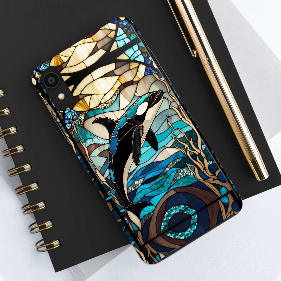 Orca Stained Glass Illusion Tough Phone Case | Sea Life iPhone Case - Etsy