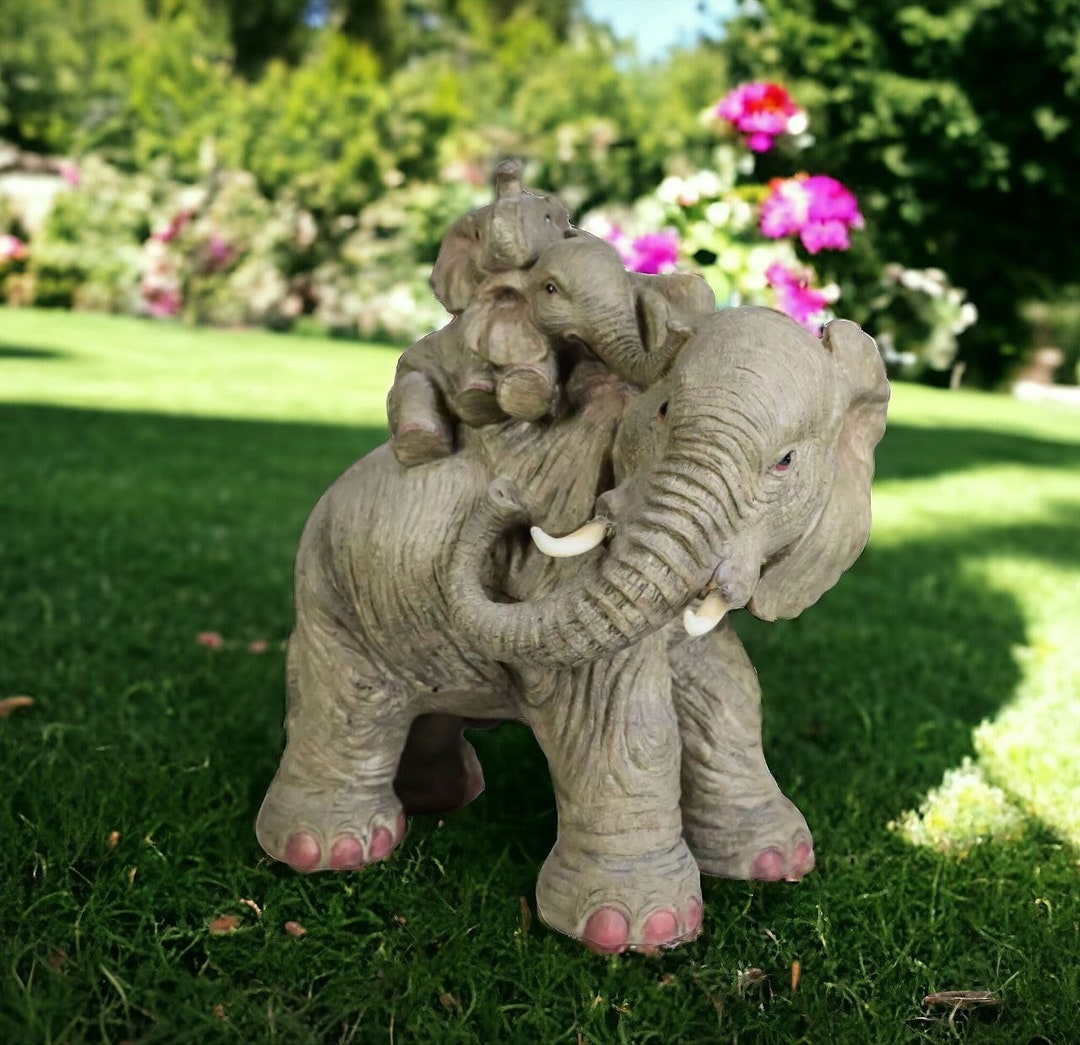 Mother Elephant Playing With Baby Elephant Statue Two Elephants ...