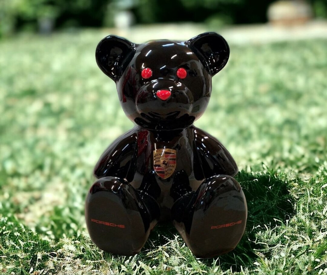 Black Teddy Bear Figure Sitting Teddy Bear Statue Plastic Made Bear ...