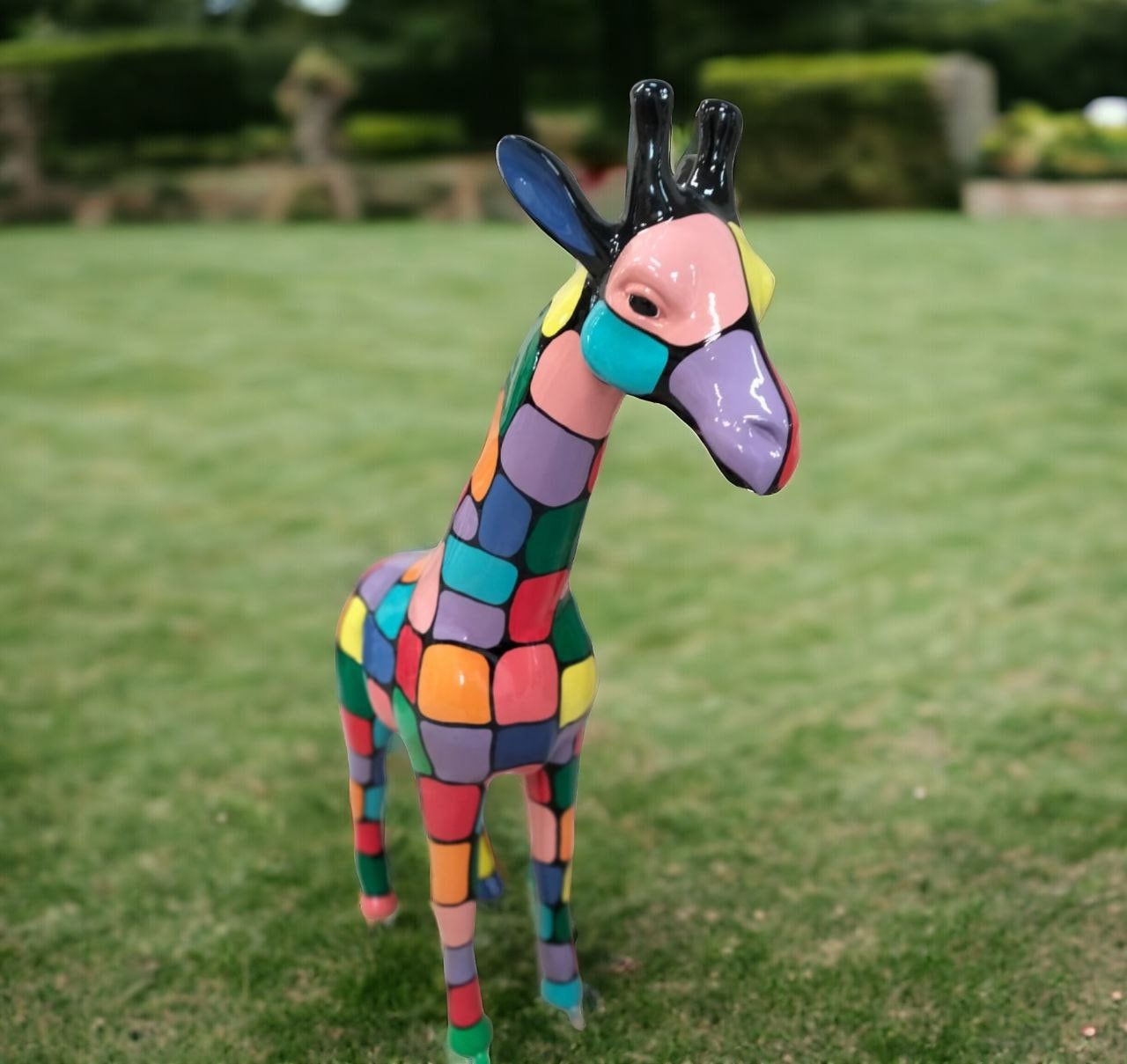 Giraffe Standing Statue Plastic Giraffe Figure Rainbow Hand Painted ...