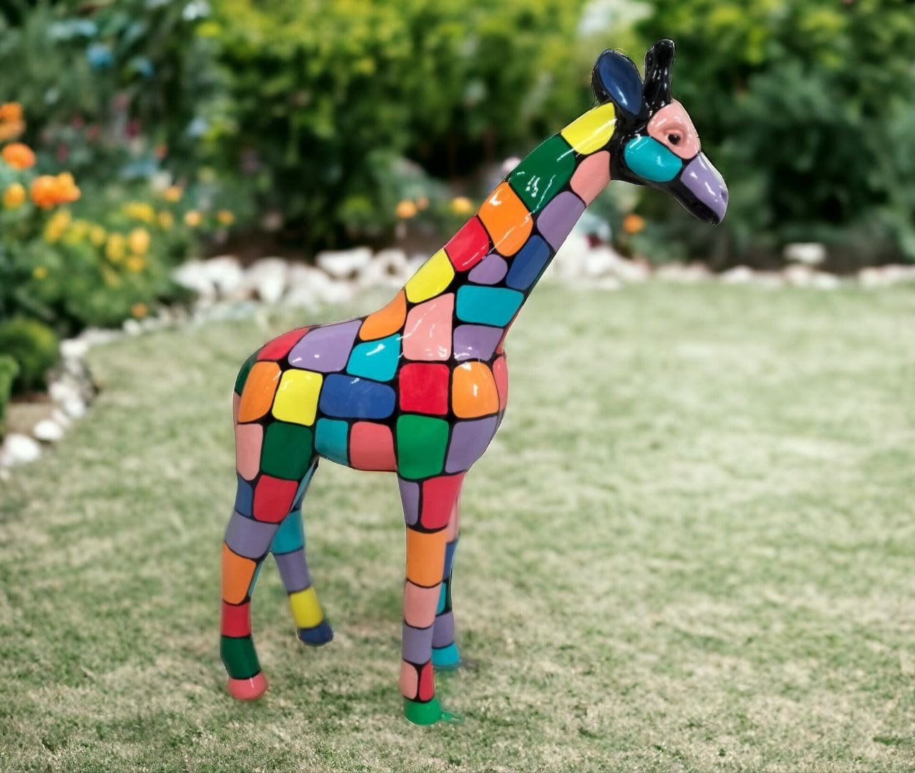Giraffe Standing Statue Plastic Giraffe Figure Rainbow Hand Painted ...