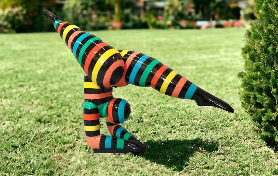 Dancing Woman Statue Rainbow Plastic Girl Figure Outdoor Garden ...