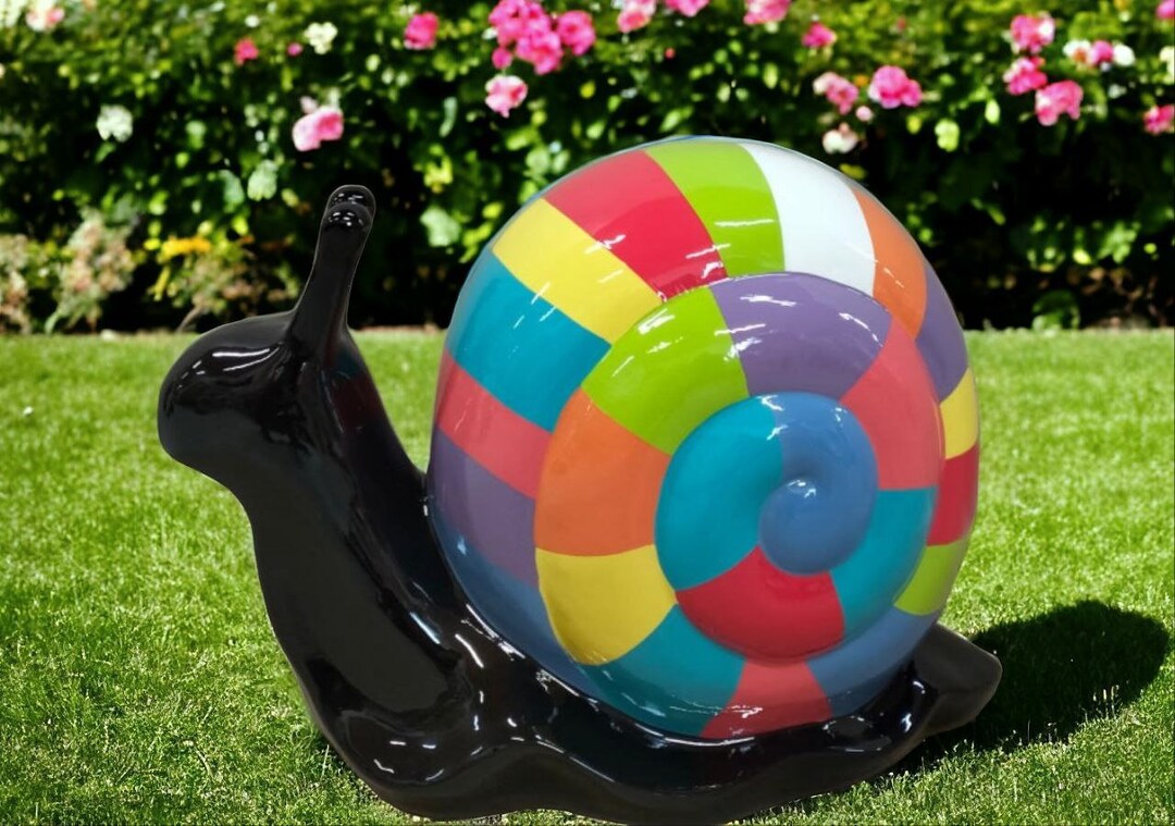 Black Snail Figure Plastic Rainbow Snail Figurine Outdoor Cozy Garden ...