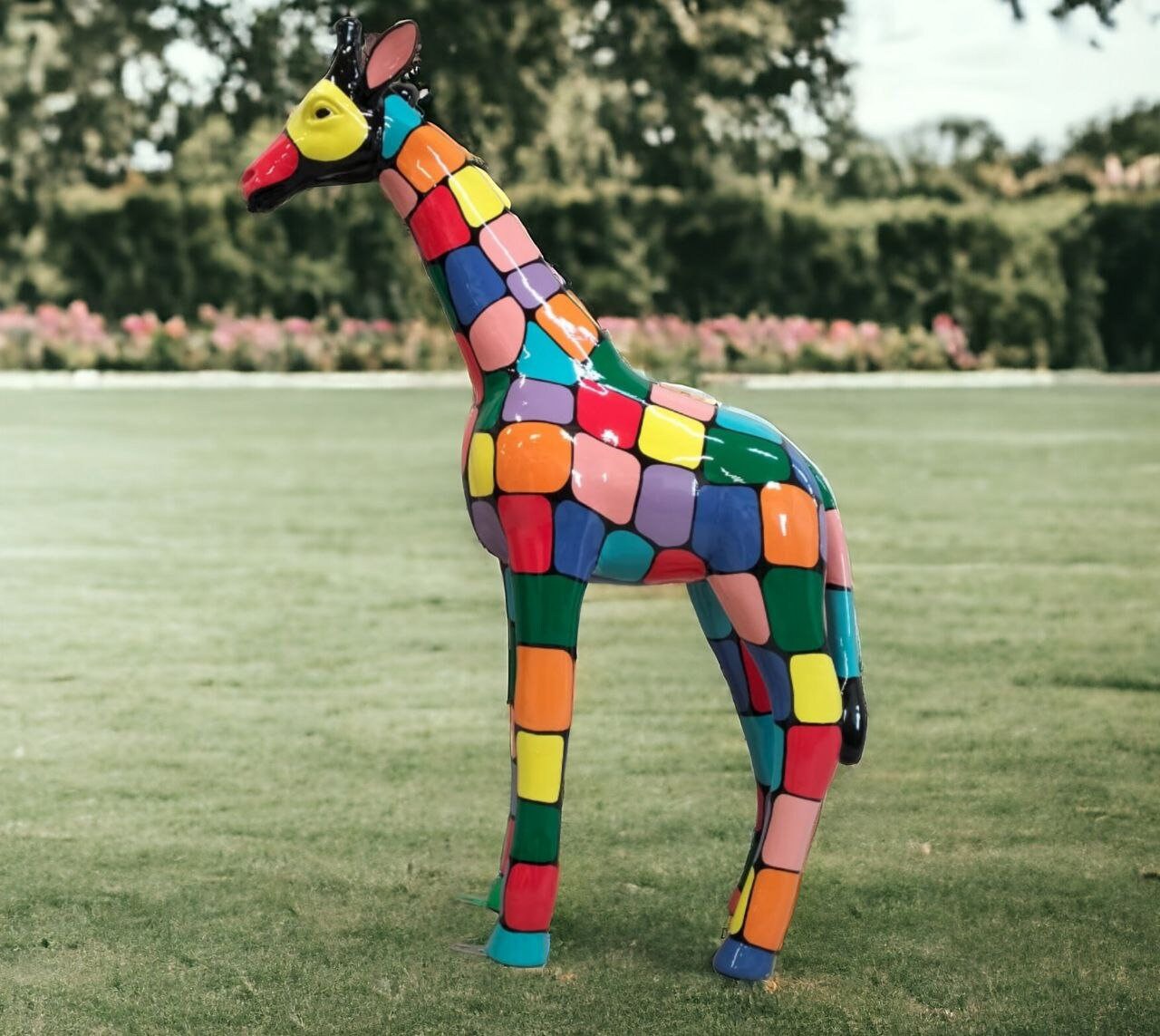 Giraffe Standing Statue Plastic Giraffe Figure Rainbow Hand Painted ...