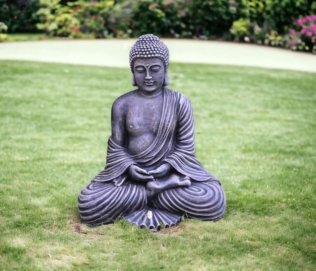 Black Buddha Sculpture Outdoor or Indoor Buddha Statue Painted Handmade ...