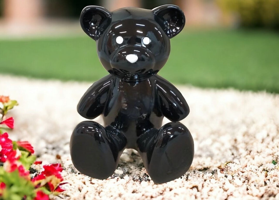 Sitting Teddy Bear Statue Large Black Teddy Bear Figure Resin Indoor or ...