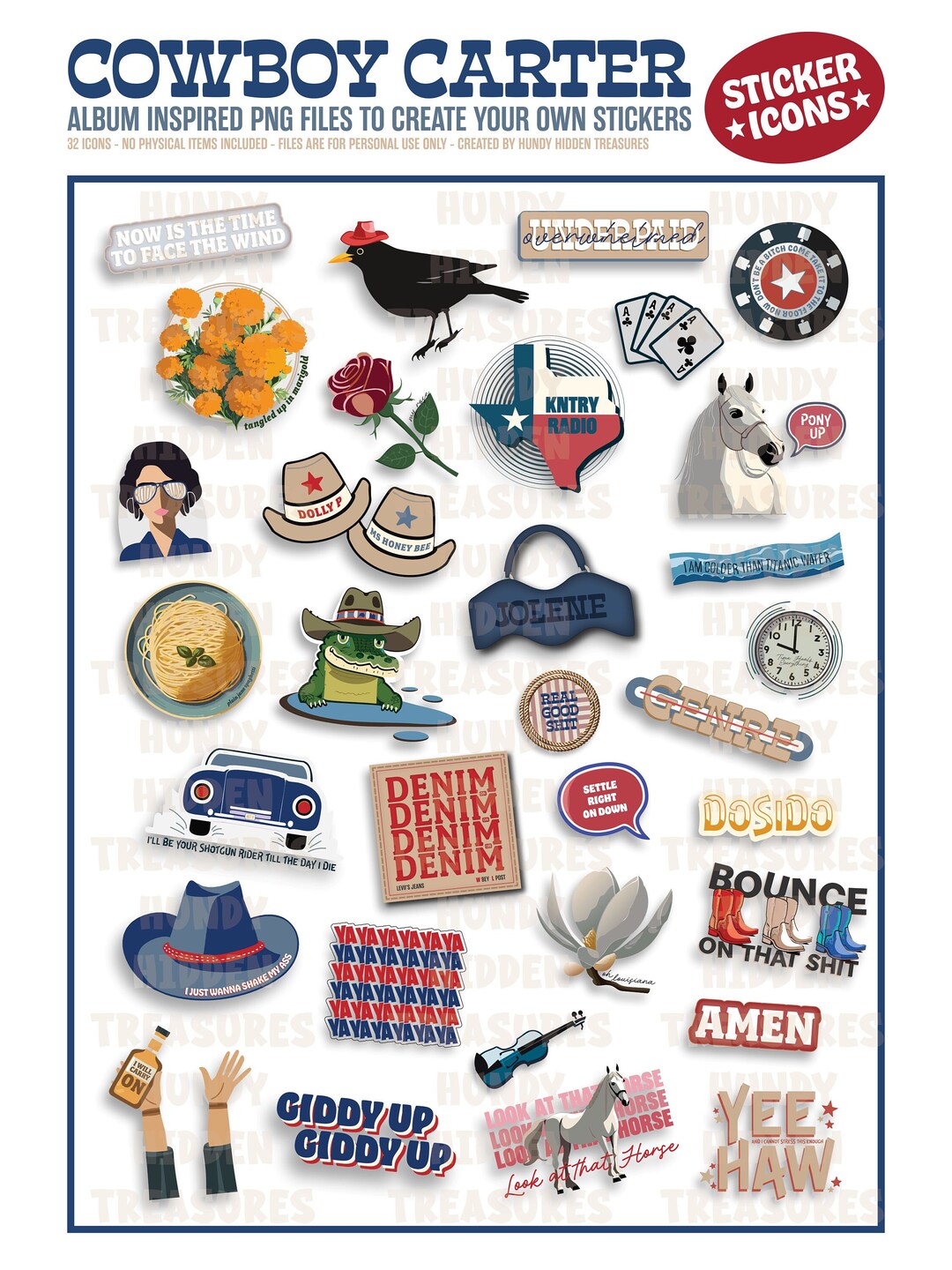 Cowboy Carter - Beyonce - Track List Inspired Artwork - Set of 32 ...