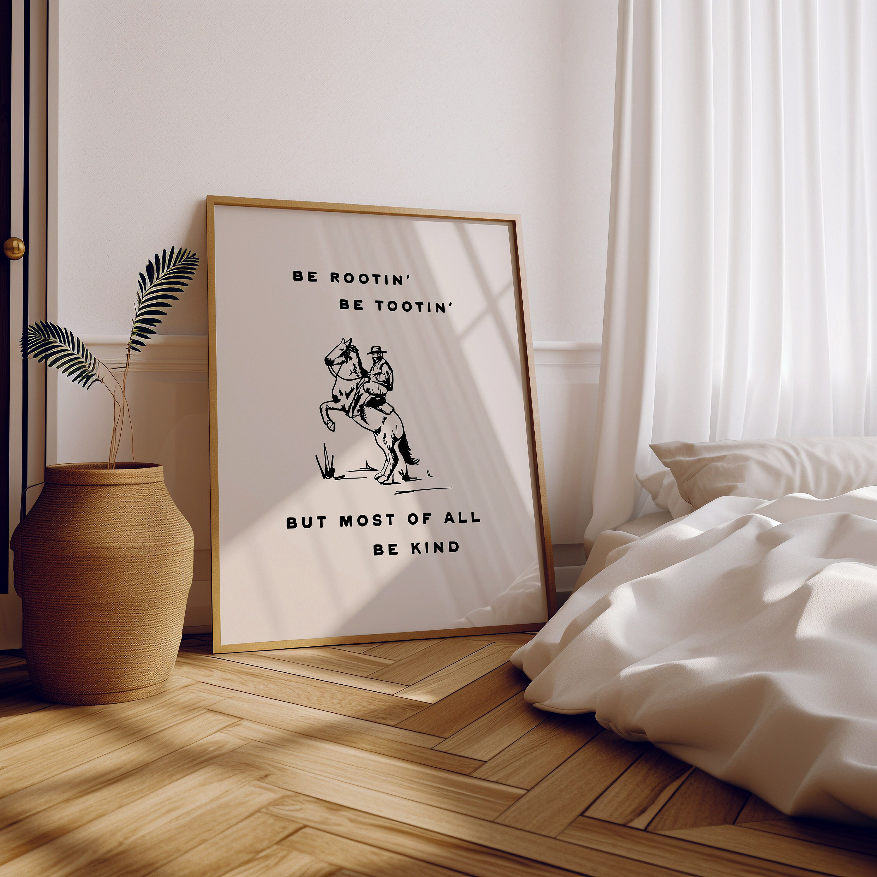 Cowboy Quote Print Minimalist Western Wall Art Be Rootin' Be Tootin ...