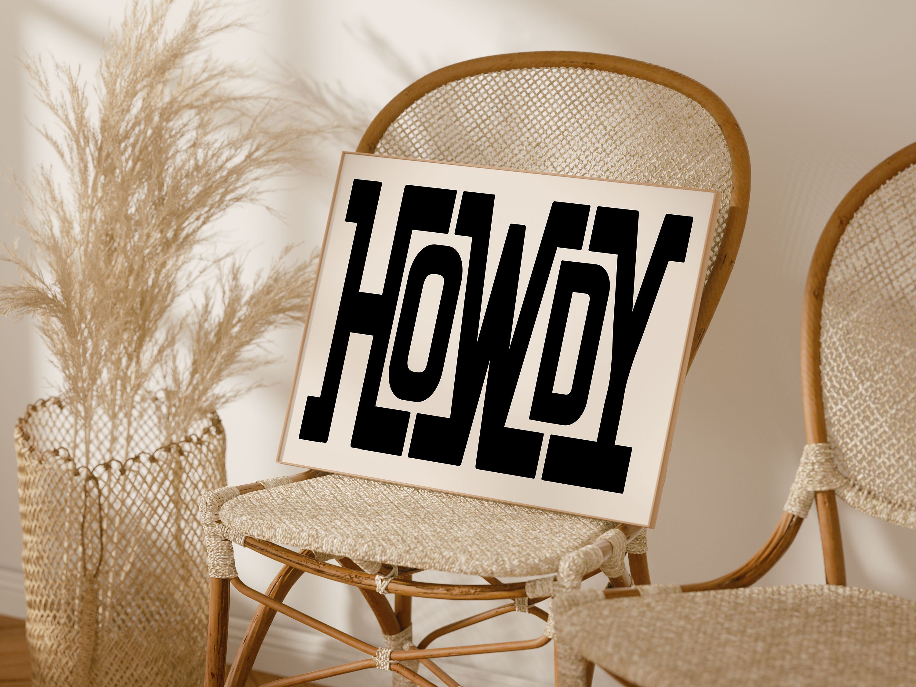 Howdy Typographic Poster Western Wall Art Modern Western Wall Decor ...