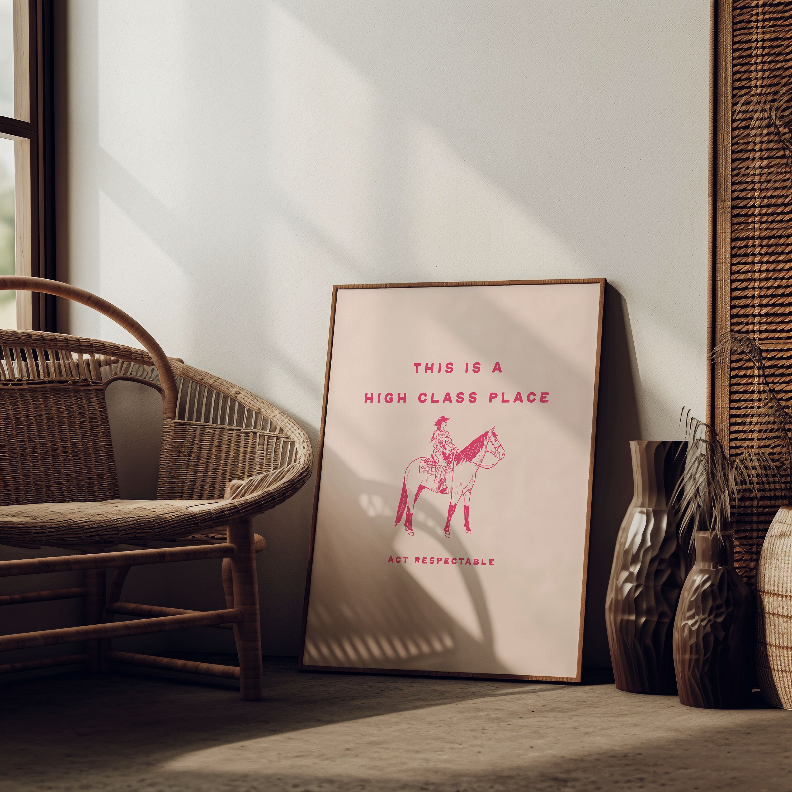 Pink Cowboy Wall Art Western Wall Art Pink Trendy Print - High Class ...