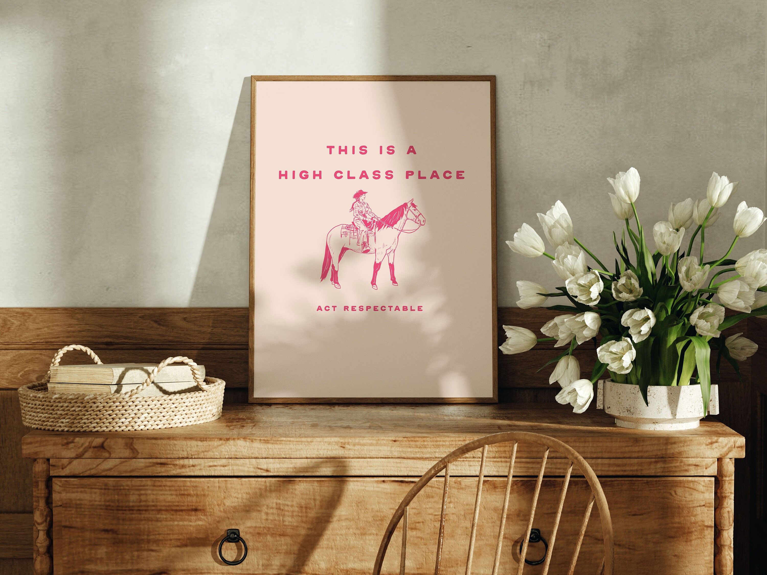Pink Cowboy Wall Art Western Wall Art Pink Trendy Print - High Class ...