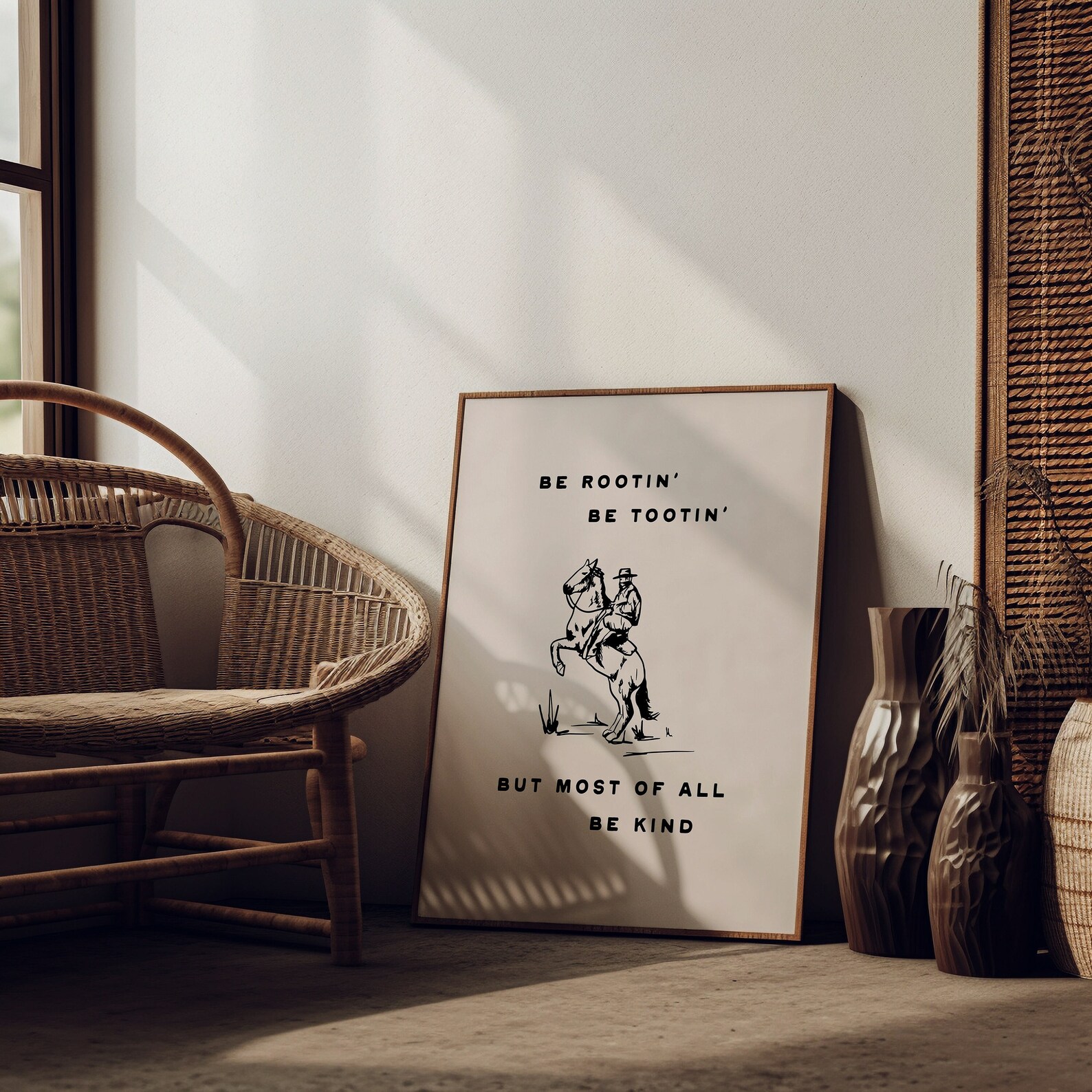 Cowboy Quote Print Minimalist Western Wall Art Be Rootin' Be Tootin ...