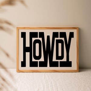 Howdy Typographic Poster Western Wall Art Modern Western Wall Decor ...