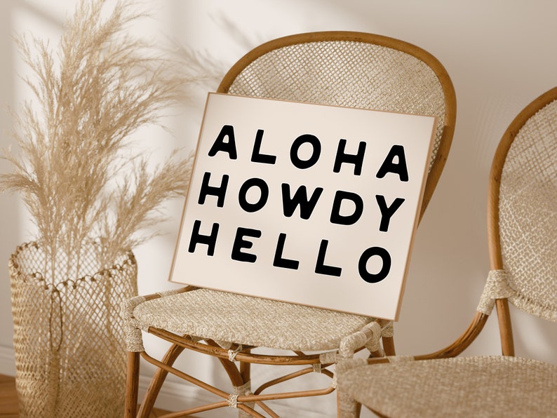 Coastal Cowgirl Wall Art Aloha Howdy Print Modern Western Wall Art ...
