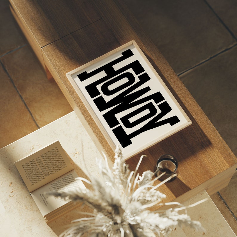 Howdy Typographic Poster Western Wall Art Modern Western Wall Decor ...