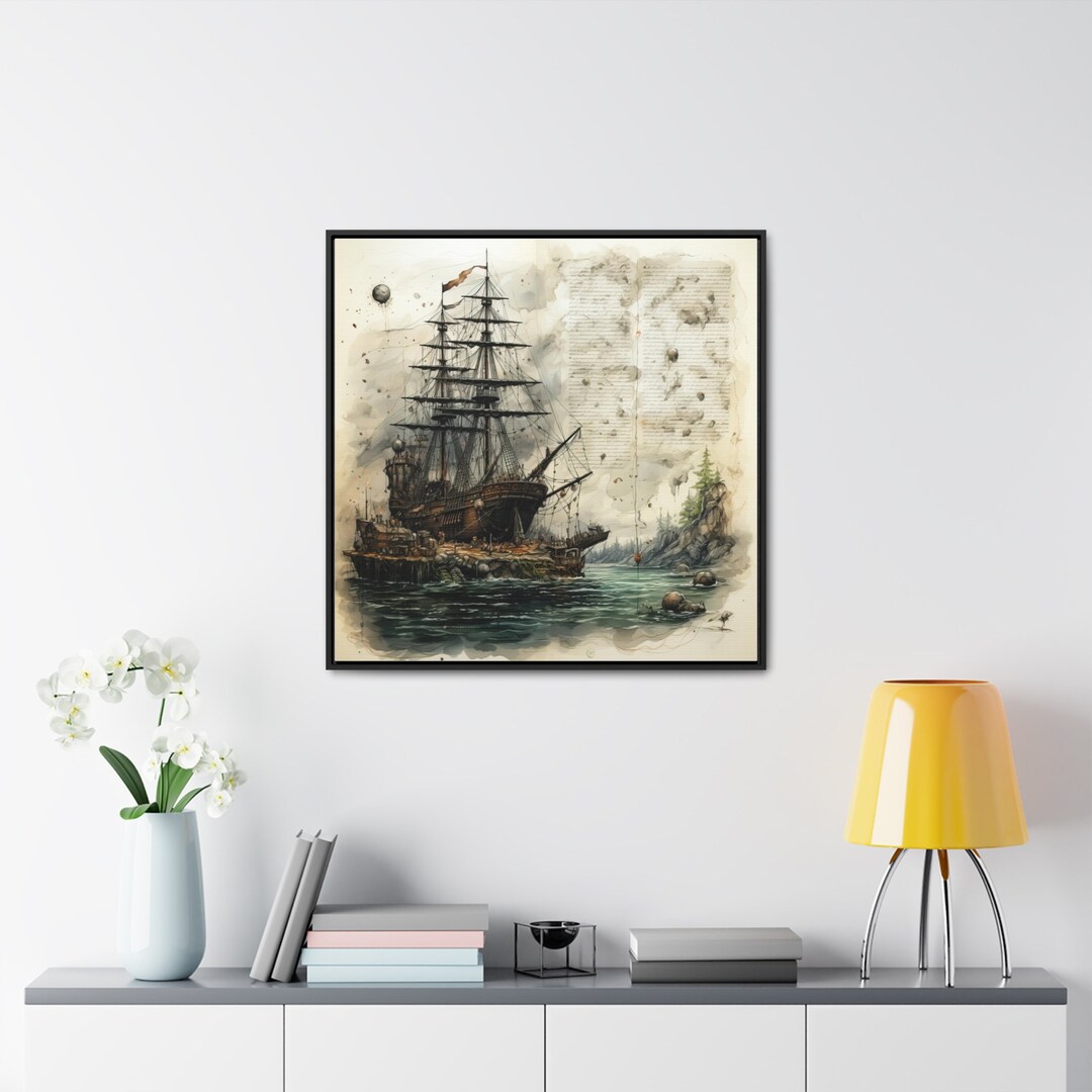 A Seafarer's Dream Vintage Wooden Ships 12 Gallery Canvas Wraps, Square ...