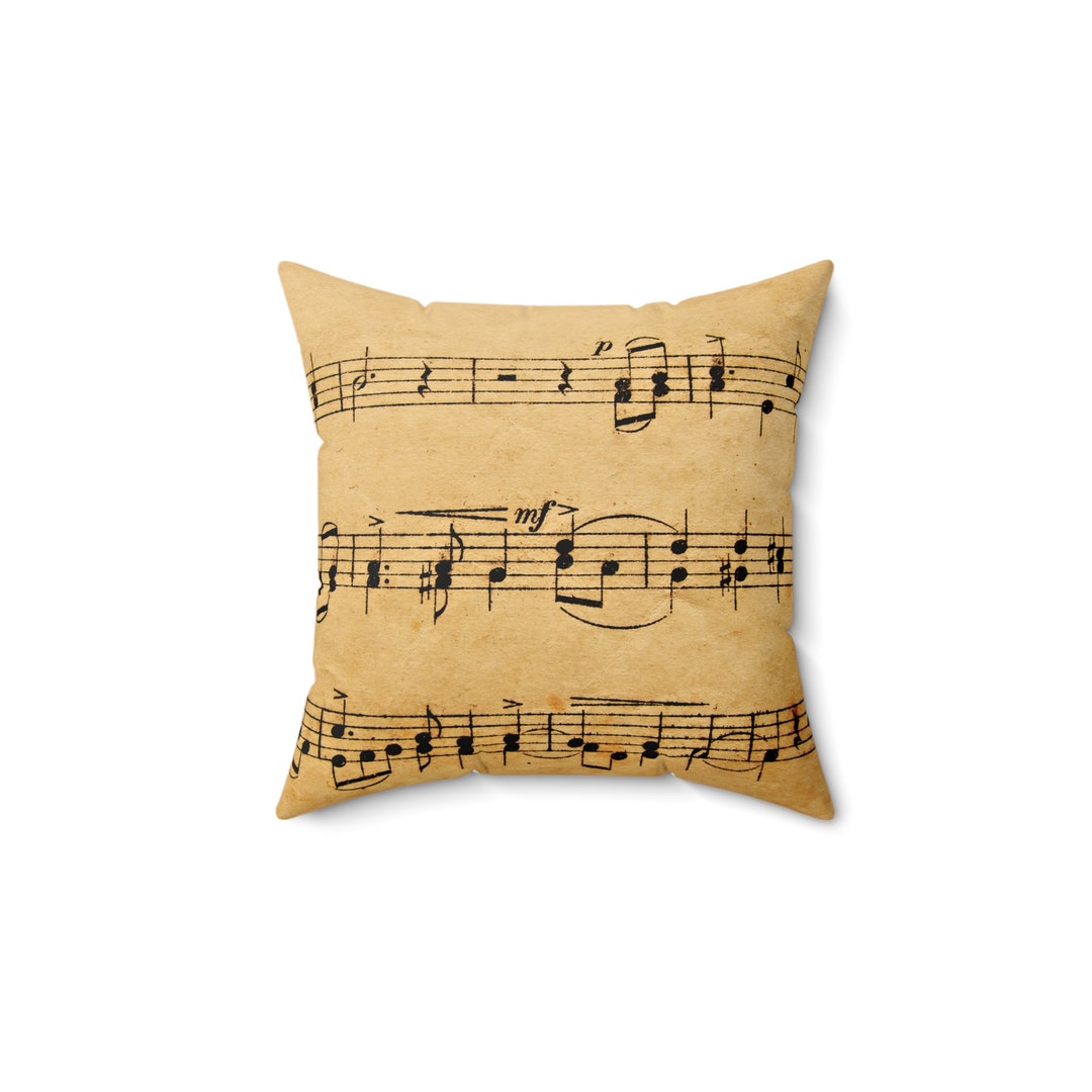 Vintage Style Musical Notes on Paper Spun Polyester Square Pillow - Etsy