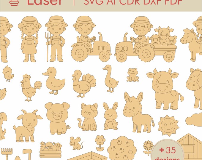 Farm Animals Laser Cut Files – 35+ SVG DXF Designs (digital Download ...