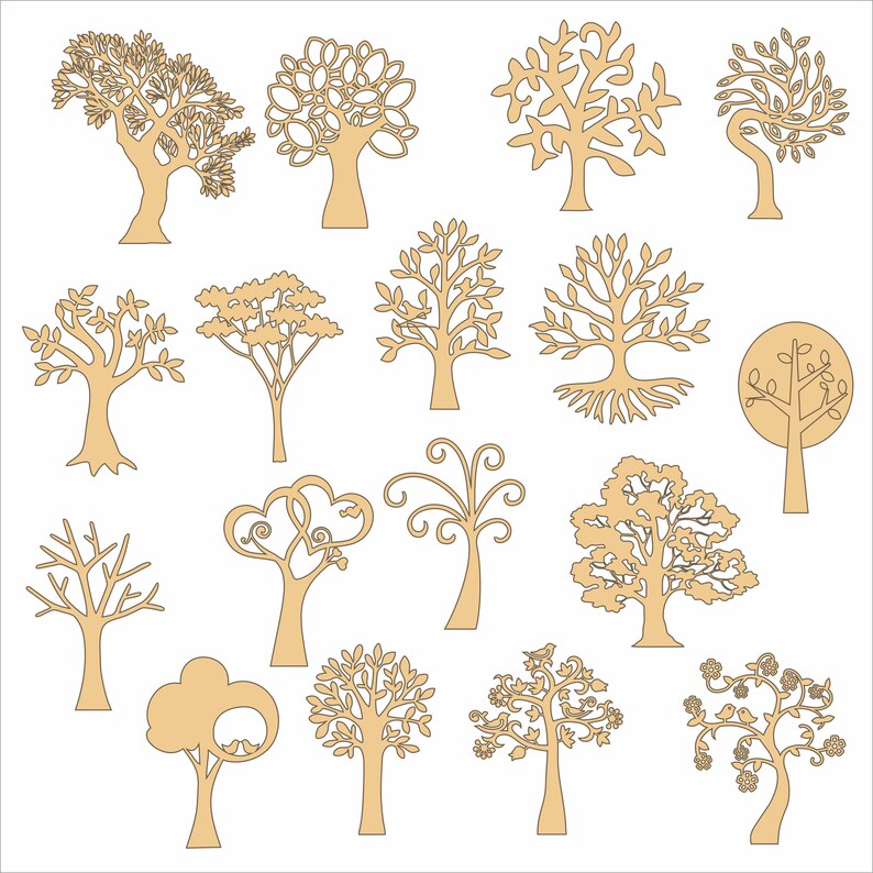 60 Trees Laser Cut File Vector / Dxf Cdr Svg Ai Pdf / Instant Download ...