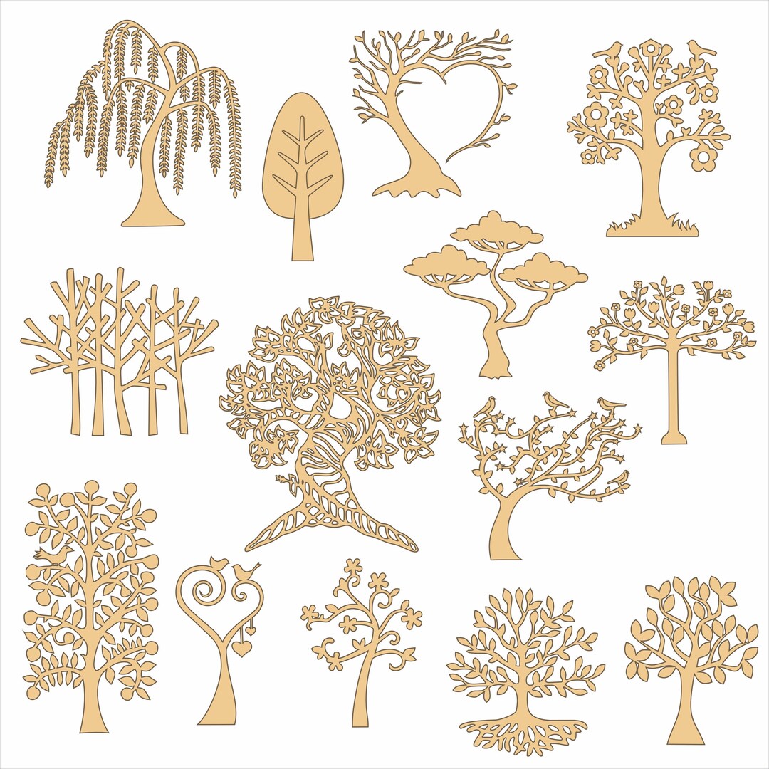60 Trees Laser Cut File Vector / Dxf Cdr Svg Ai Pdf / Instant Download ...