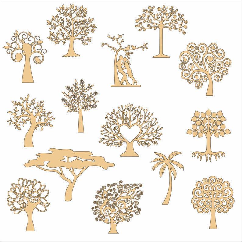 60 Trees Laser Cut File Vector / Dxf Cdr Svg Ai Pdf / Instant Download ...