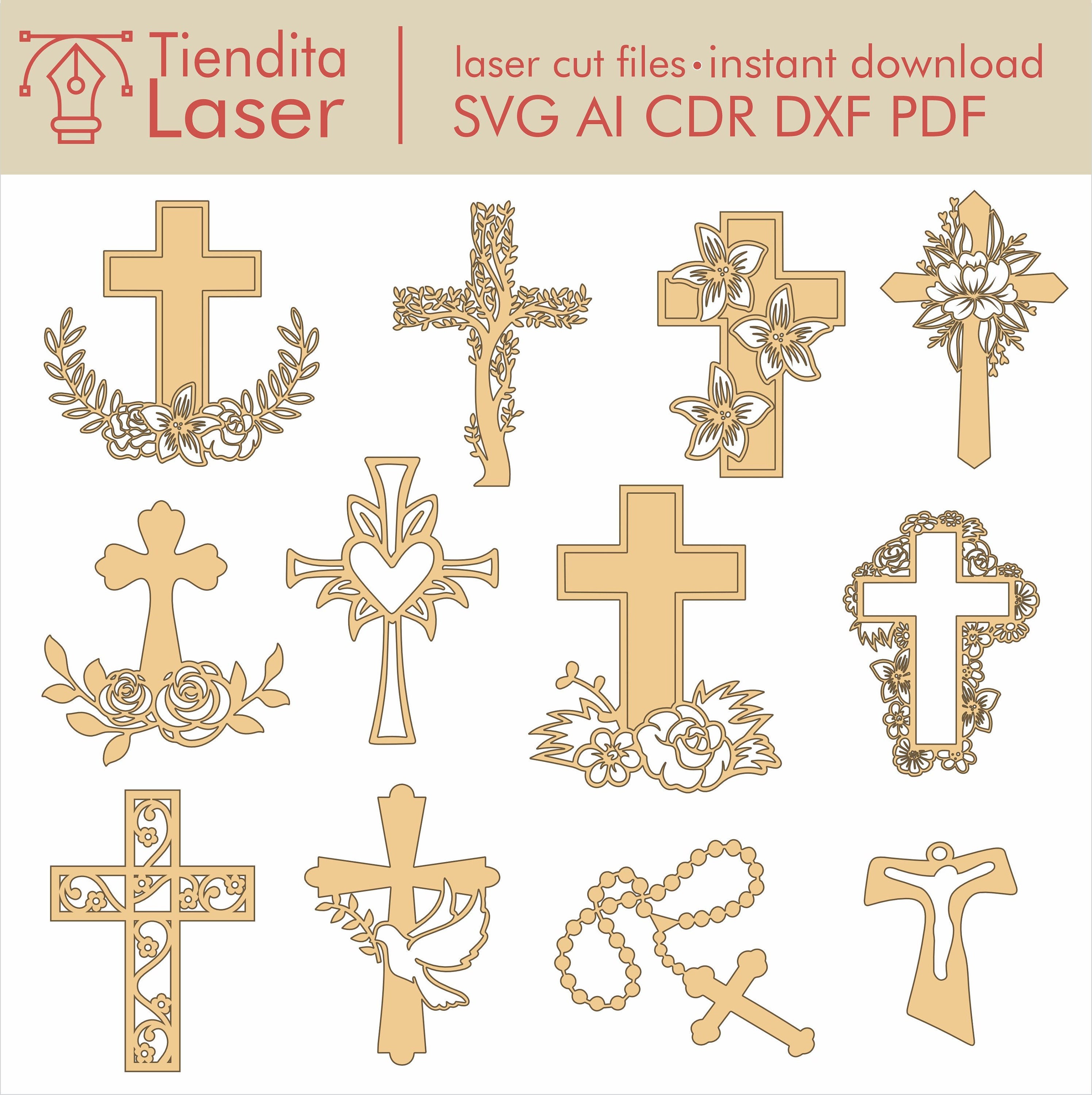 Archivo De Corte Láser Cruz Cruces Bautismo / Dxf Svg Ai Eps Pdf Cdr ...