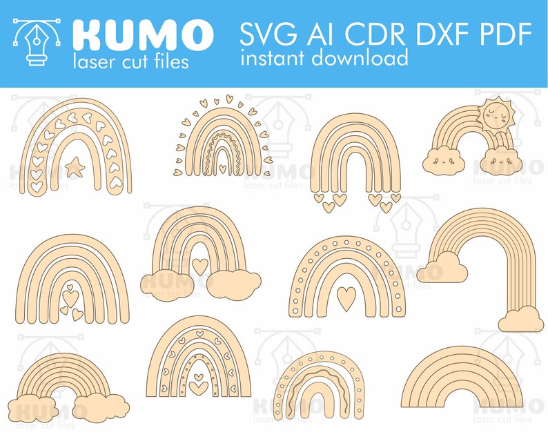 Archivo De Corte Láser Arco Iris / Dxf Svg Ai Eps Pdf Cdr / Descarga ...