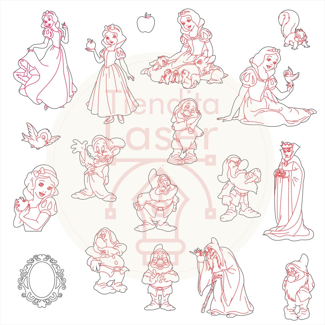 Snow White Princess Laser Cut File Vector / Dxf Cdr Svg Ai Pdf ...