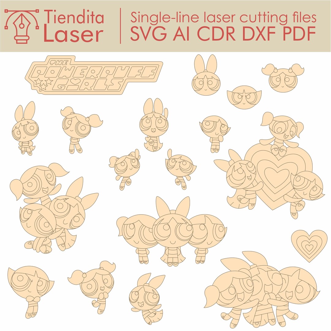 Vector Powerpuff Girls découpé au laser - fichiers SVG DXF CDR pour la ...