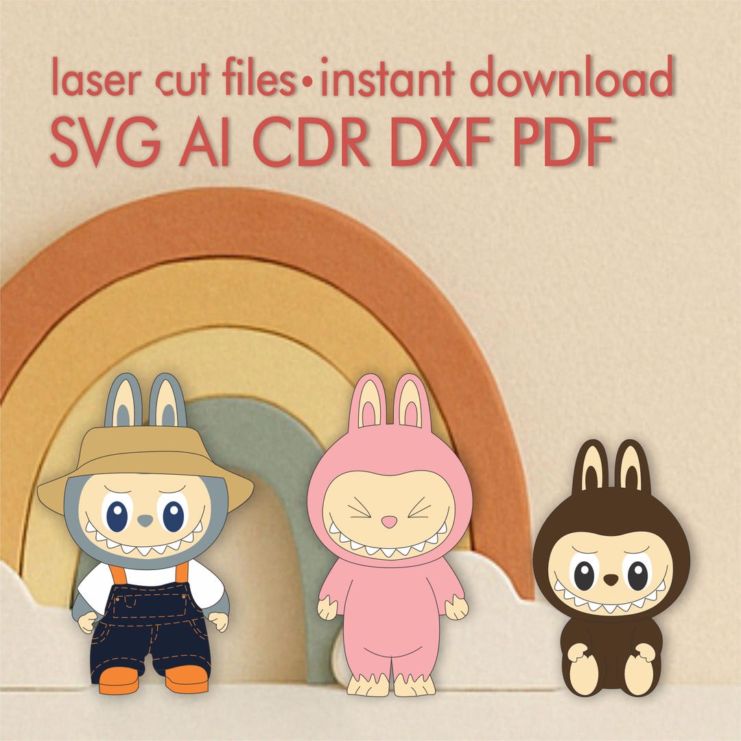 Labubu Laser Cut Vector - Fichiers SVG DXF CDR pour la gravure et la ...