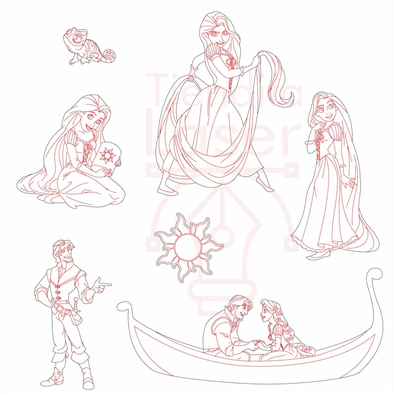 Rapunzel Tangled Laser Cut Files Bundle | Princess Vector Set for Laser ...