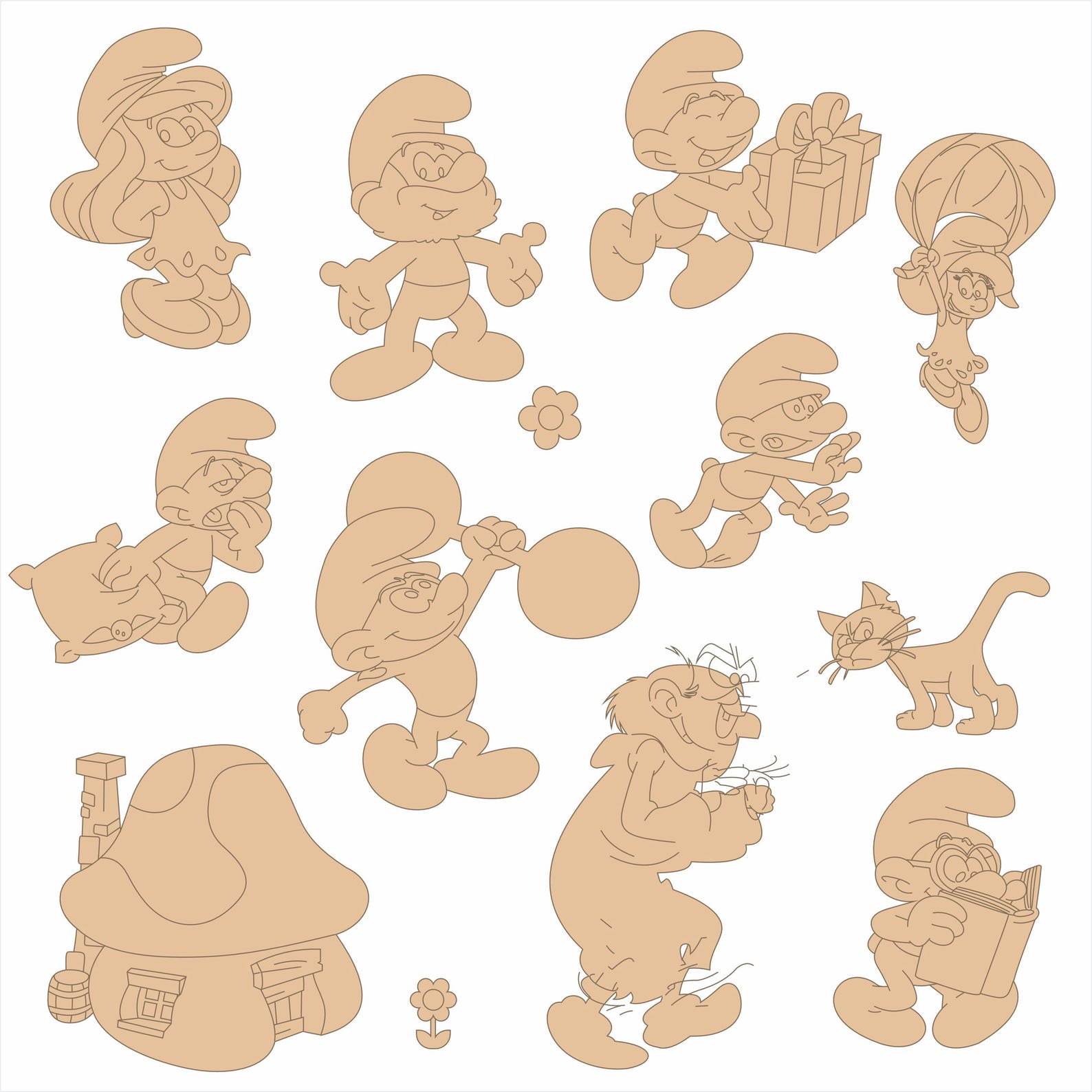 The Smurfs Vector Pack | Digital SVG DXF CDR Laser Cut Files | Smurf ...