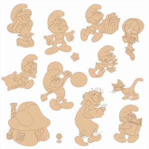 The Smurfs Vector Pack | Digital SVG DXF CDR Laser Cut Files | Smurf ...