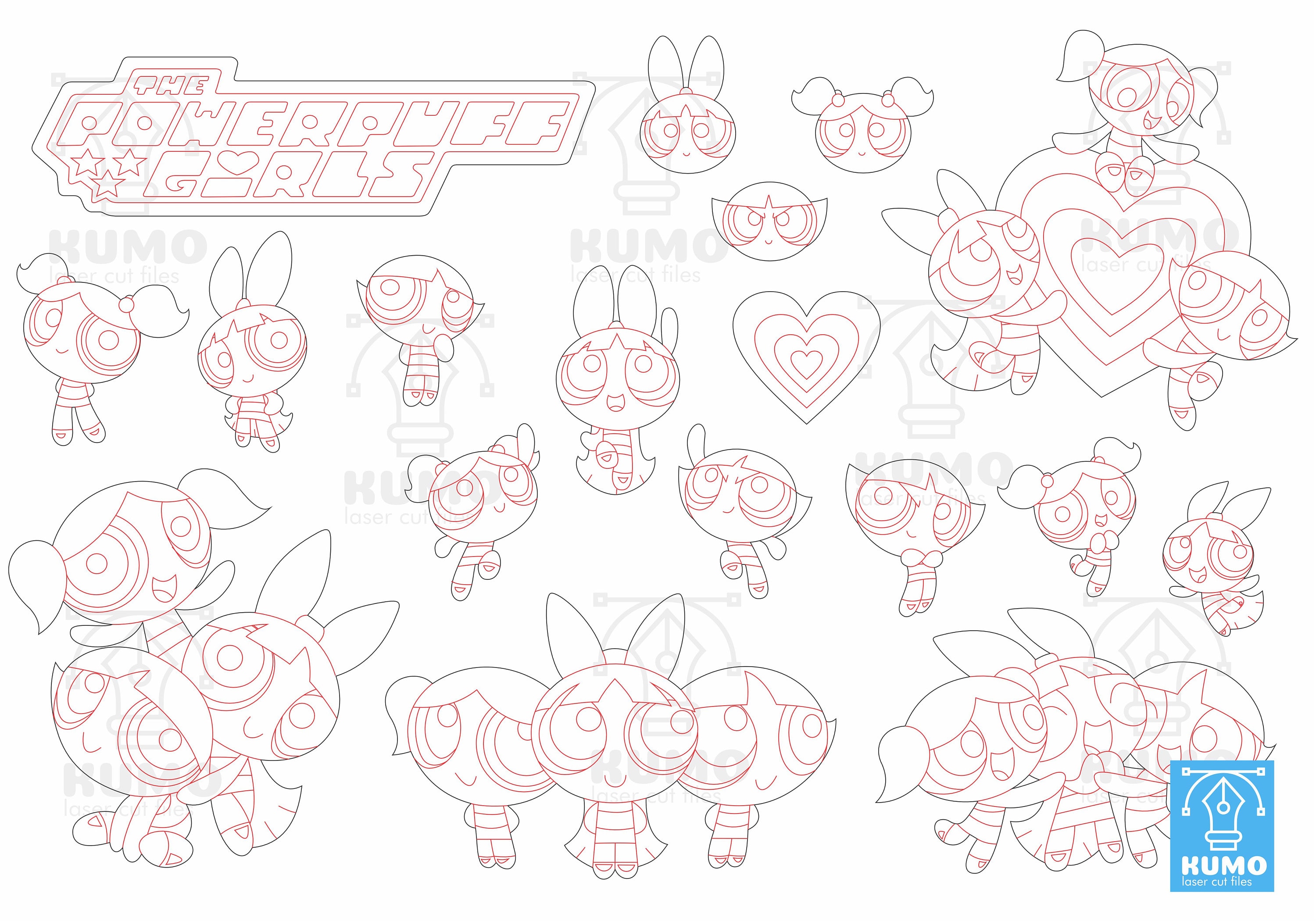 Powerpuff Girls Laser Cut Files Bundle / Dxf Svg Ai Eps Pdf Cdr ...