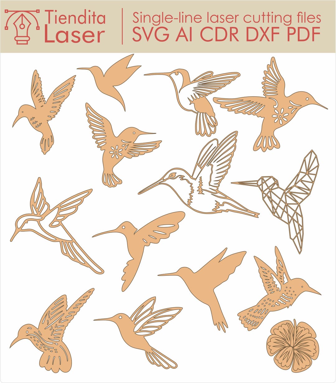 Hummingbird Laser Cut Vector - SVG DXF CDR Files for Engraving ...