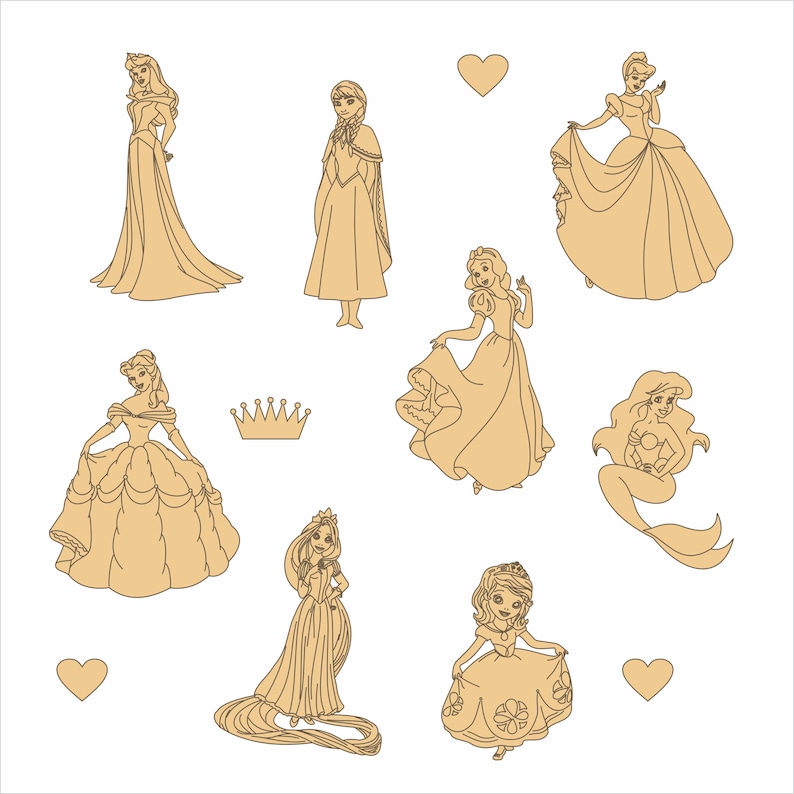 Princesses Laser Cut File Vector / Dxf Cdr Svg Ai Pdf / Instant ...