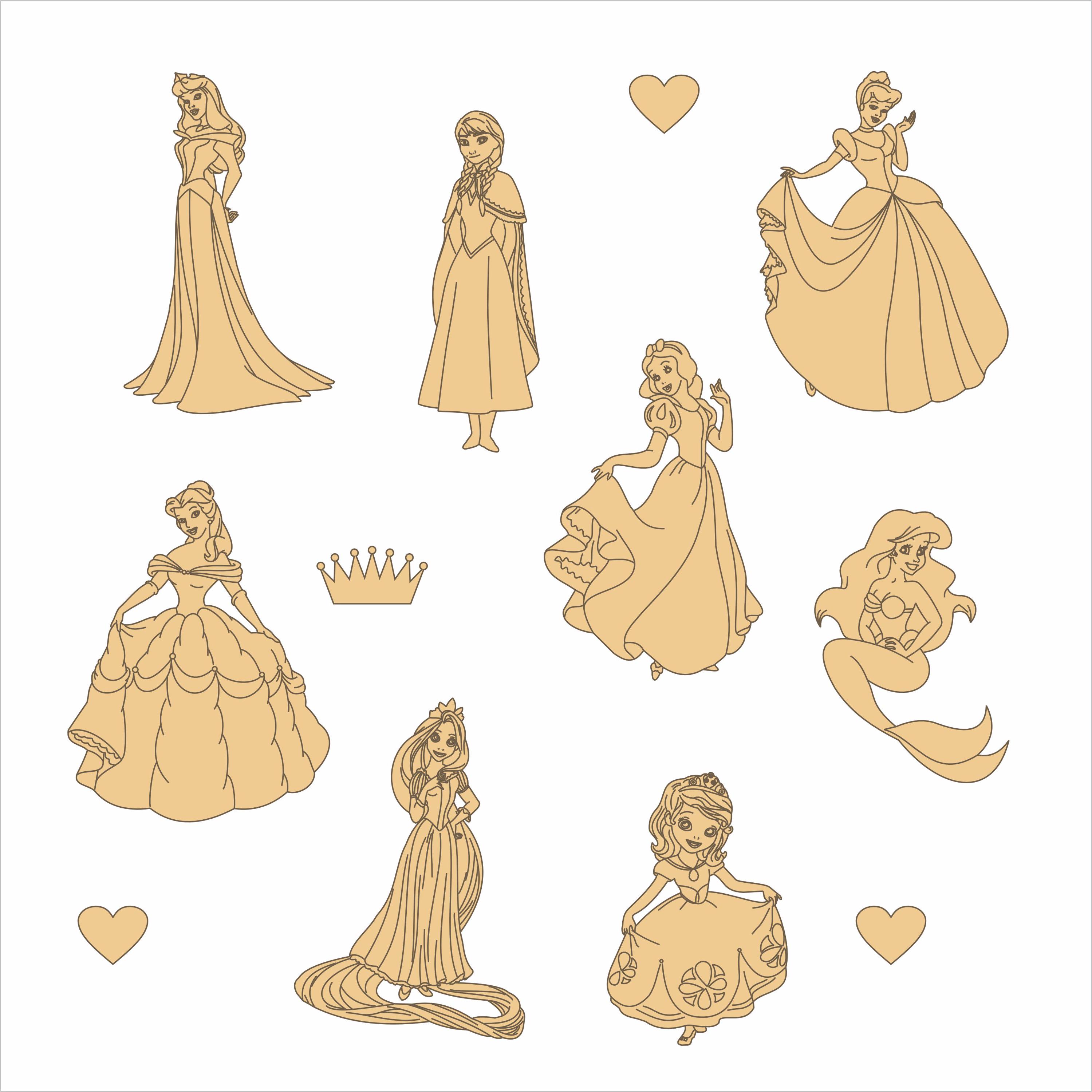 Princesses Laser Cut File Vector / Dxf Cdr Svg Ai Pdf / Instant ...