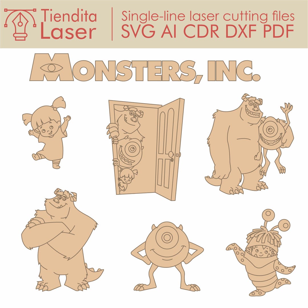 Monster Inc Vector Pack | Digital SVG DXF CDR Files for Laser Cutting ...