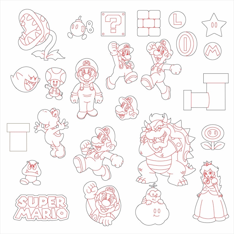 Mario Luigi Laser Cut File Vector / Dxf Cdr Svg Ai Pdf / Instant ...