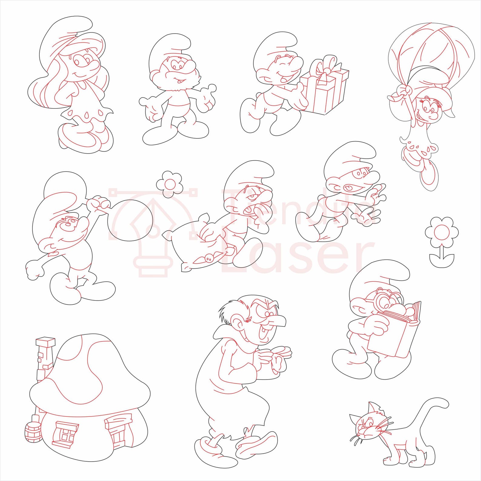 The Smurfs Vector Pack | Digital SVG DXF CDR Laser Cut Files | Smurf ...