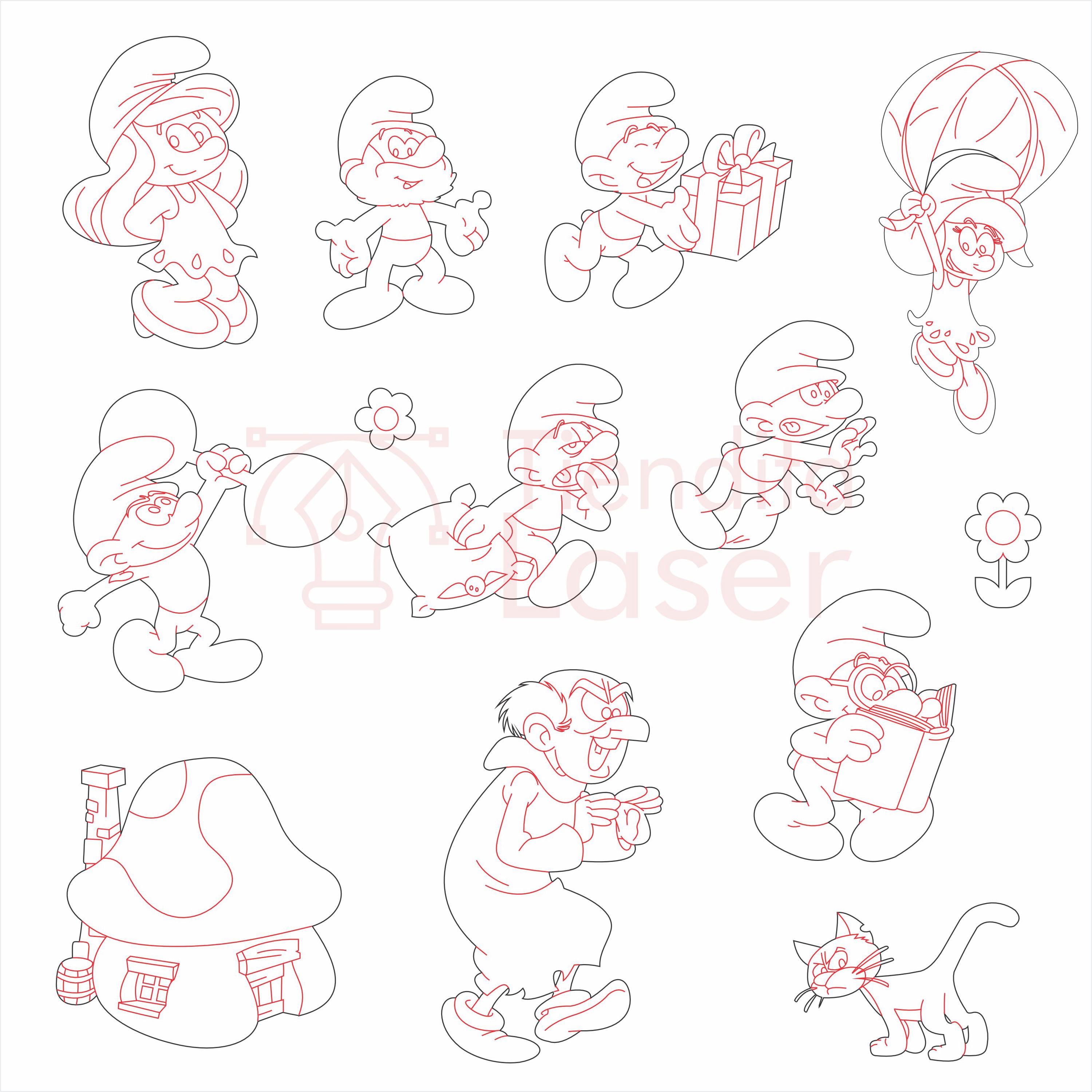 The Smurfs Vector Pack | Digital SVG DXF CDR Laser Cut Files | Smurf ...