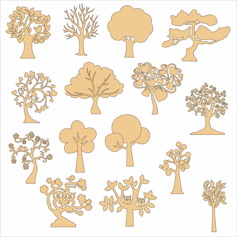 60 Trees Laser Cut File Vector / Dxf Cdr Svg Ai Pdf / Instant Download ...