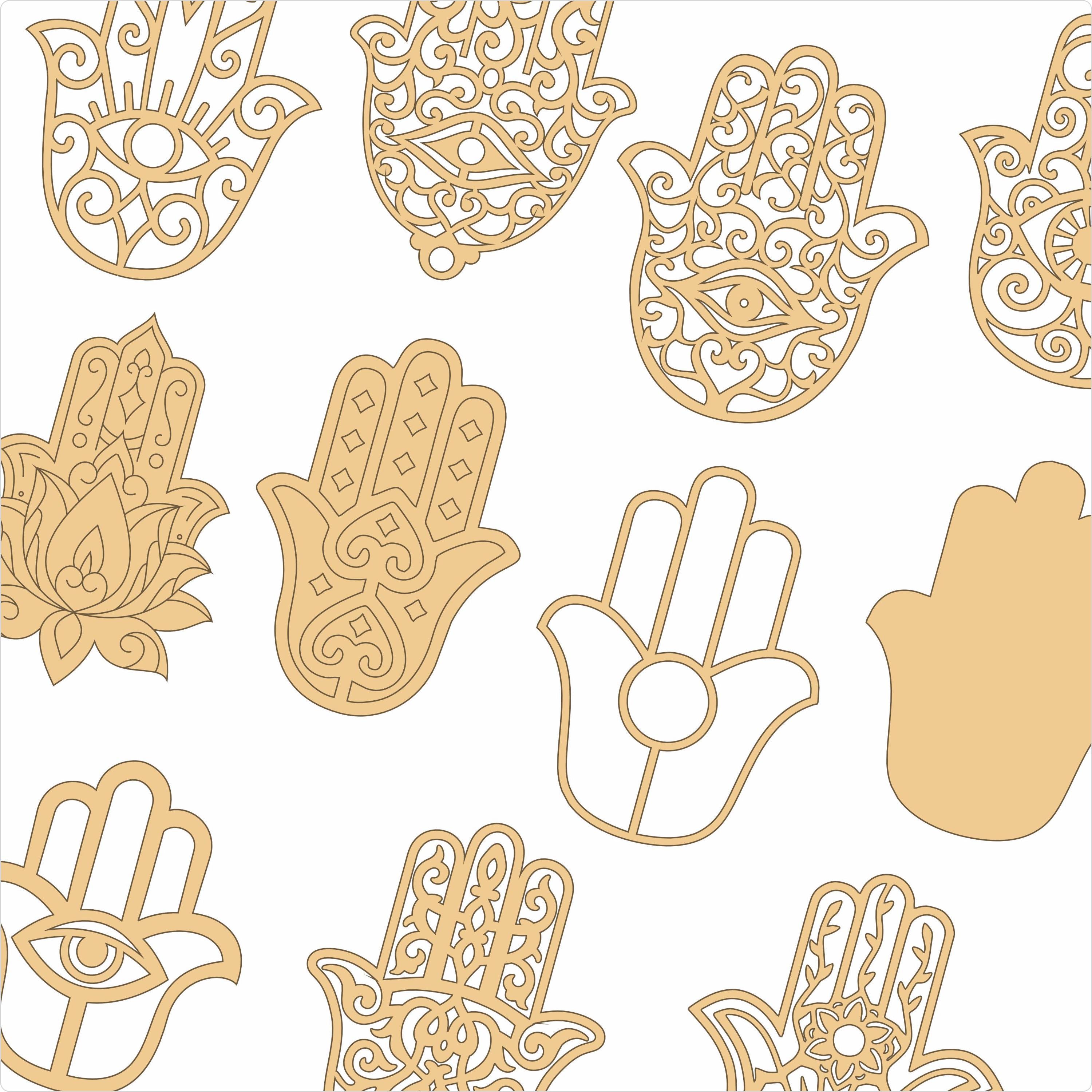 Hamsa Hand Cut Vector - SVG DXF CDR Files for Engraving & Scoring ...